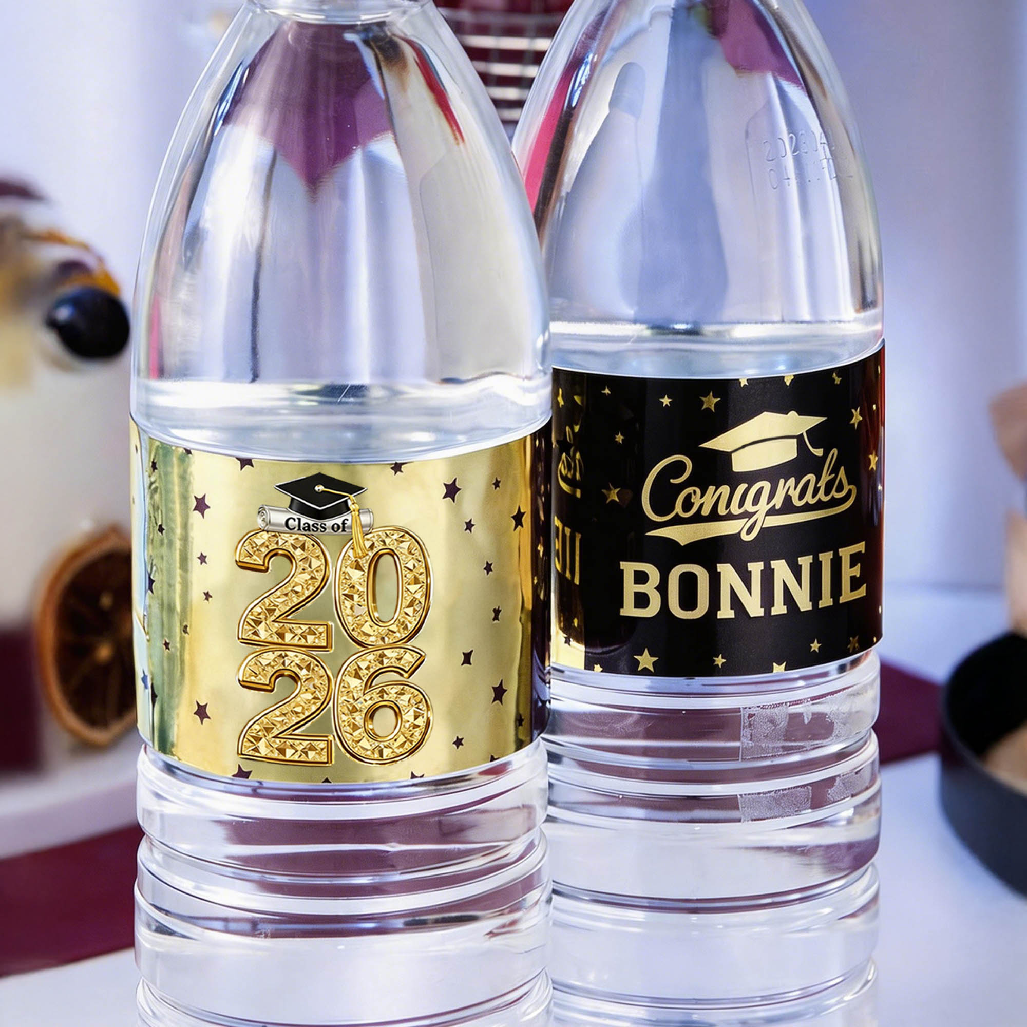 Personalised Cartoon Graduation Character Set of 20 Water Bottle Label ...